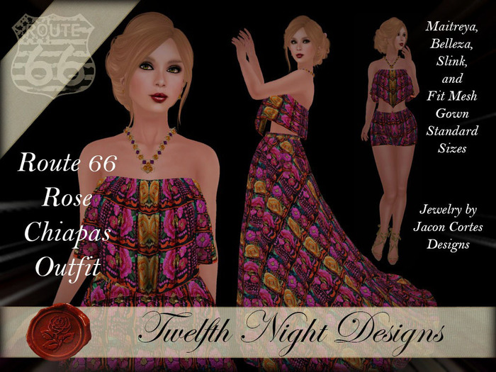Second Life Marketplace - Route 66 Rose Chiapas Outfit