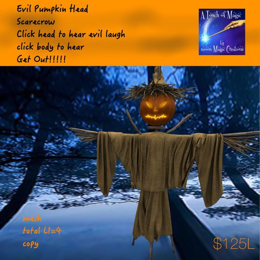 Second Life Marketplace - Evil Pumpkin Head Scarecrow with sound ...