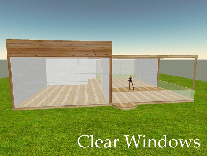 Second Life Marketplace - Modern Wood-Glass House 24prims, Windows Menu