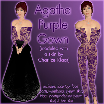 Second Life Marketplace - CC-Agatha Purple Gown by Clio -pret a porter-