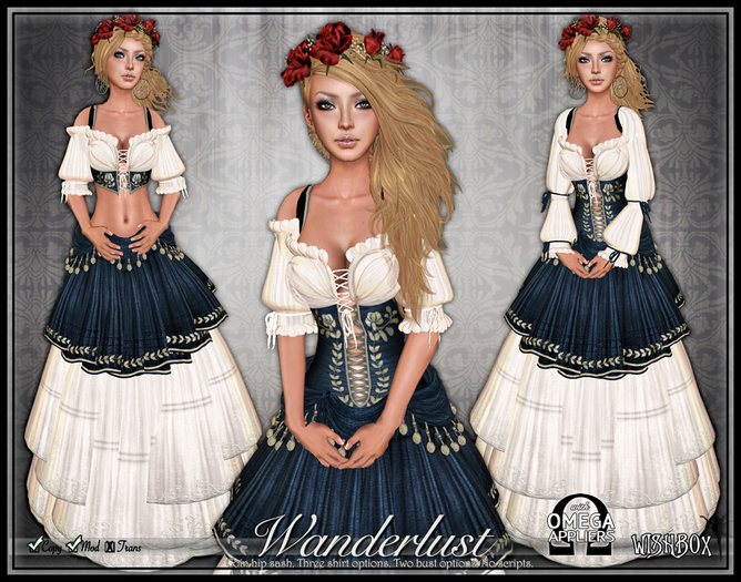 Second Life Marketplace - [Wishbox] Wanderlust (Blue & White) - Gypsy ...