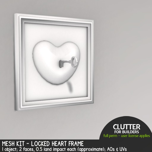 Second Life Marketplace - Clutter - Mesh Kit - Locked Heart Frame