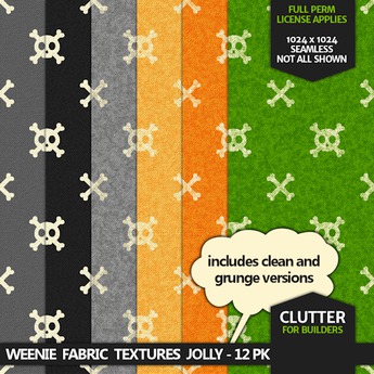 Second Life Marketplace - CLUTTER - Weenie Fabric Textures Jolly - 12-PK