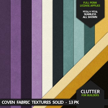 Second Life Marketplace - CLUTTER - Coven Fabric Textures Solid - 13-PK