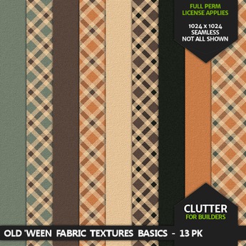 Second Life Marketplace - CLUTTER - Old 'Ween Fabric Textures Basics ...
