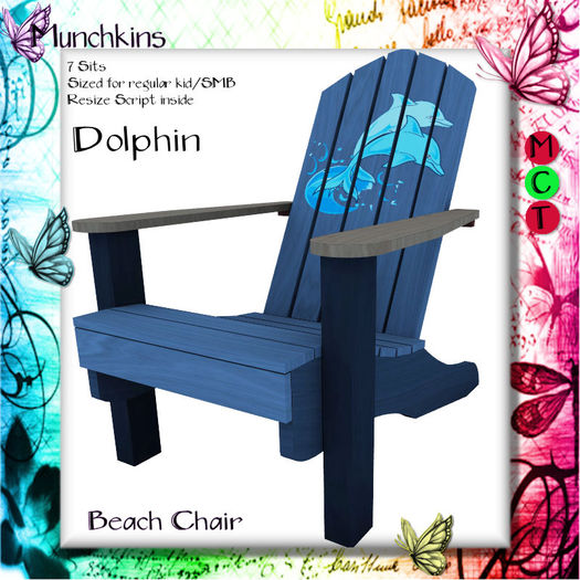 Second Life Marketplace - *+*Munchkins*+* Beach Chair - Dolphins