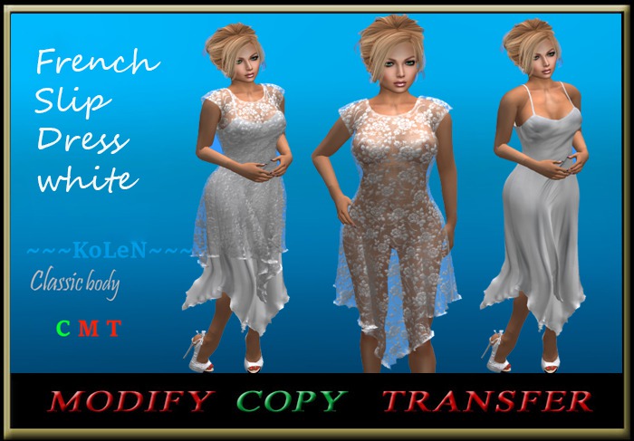 Second Life Marketplace - French Slip Dress white