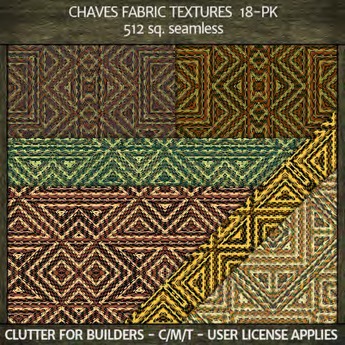 Second Life Marketplace - CLUTTER - CHAVES FABRIC TEXTURES 18-PK