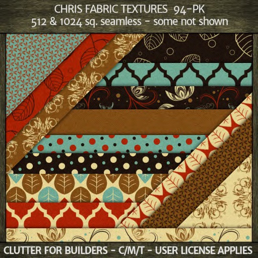Second Life Marketplace - CLUTTER - CHRIS FABRIC TEXTURES 94-PK