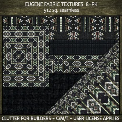 Second Life Marketplace - CLUTTER - EUGENE FABRIC TEXTURES 8-PK