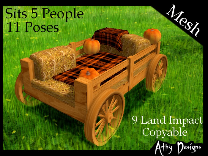 Second Life Marketplace - Athy Designs - Mesh Hay Wagon Social Hour ...