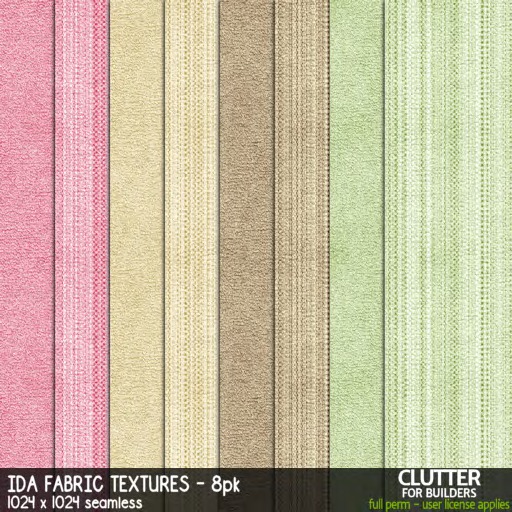 Second Life Marketplace - Clutter - Ida Fabric Textures - 8PK