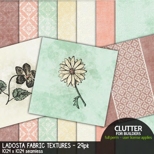 Second Life Marketplace - Clutter - Ladosta Fabric Textures - 29-PK