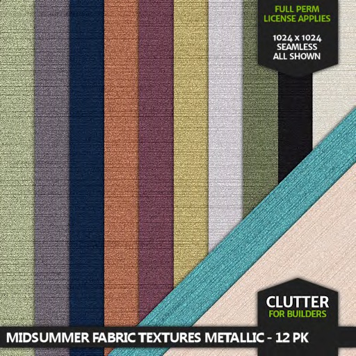 Second Life Marketplace - Clutter - Midsummer Fabric Textures Metallic ...