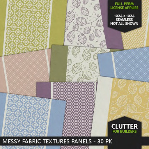 Second Life Marketplace - CLUTTER - Messy Fabric Textures Panels - 30-PK