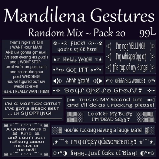 Second Life Marketplace - Mandilena Gestures - Random Mix - Pack 20