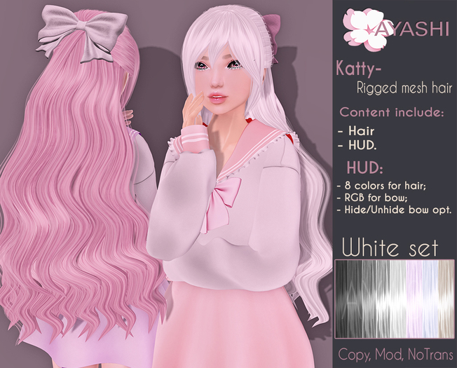 Second Life Marketplace - [^.^Ayashi^.^] Katty hair-White set