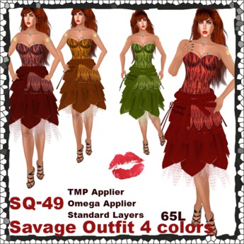 Second Life Marketplace - SQ-49 Savage Outfit 4 colors- Boxed