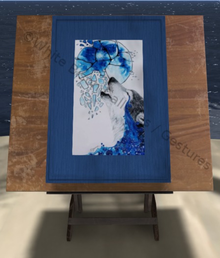 Second Life Marketplace - Mesh Blue Wolf Howling Painting (Blue Texture ...