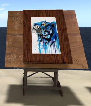 Second Life Marketplace - Mesh Blue Tiger Painting (Maple Texture Frame)