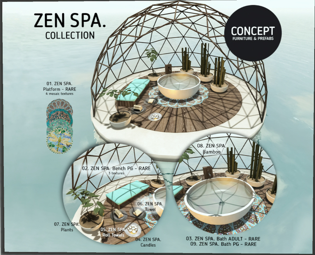 Second Life Marketplace - Concept} *02. ZEN SPA. Bench PG - RARE