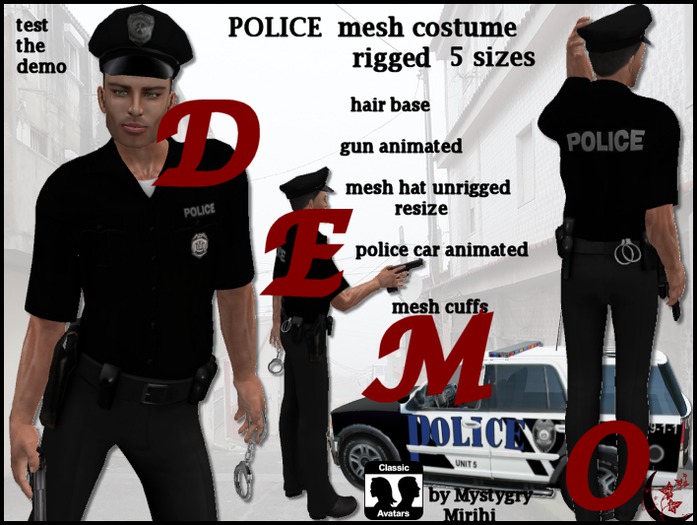 Second Life Marketplace - DEMO free Police officer costume mesh rigged ...