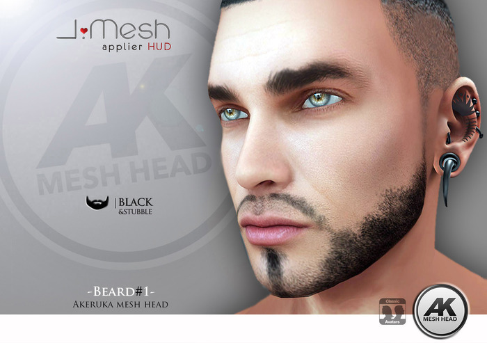 Second Life Marketplace - [i.mesh] - Beard#1 BLACK/stubble (hud ...