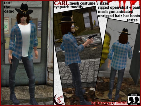 Second Life Marketplace - Carl mesh rigged costume , mesh boots , mesh hat , mesh gun animated ...