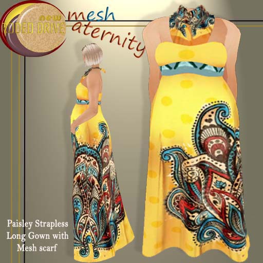 Second Life Marketplace Maternity Paisley Gown