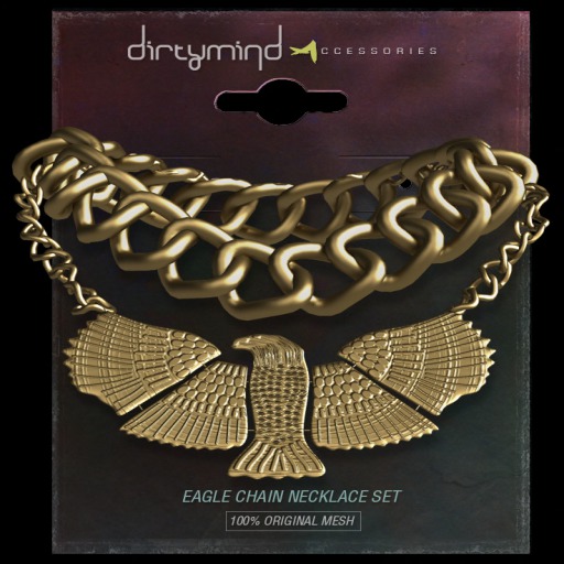 Second Life Marketplace - ::DirtyMind:: Eagle Chain Necklace Set - Gold