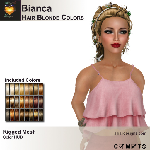Second Life Marketplace - A&A Bianca Hair Blonde Colors Pack. Rigged ...