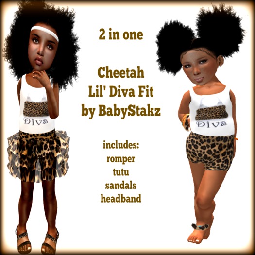Second Life Marketplace - [Baby Stakz] Cheetah Lil' Diva Fit Bagged