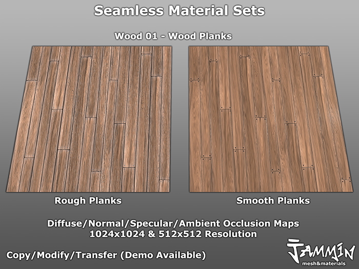 Second Life Marketplace - [Jammin] Material Sets - Wood 01 - Wood ...