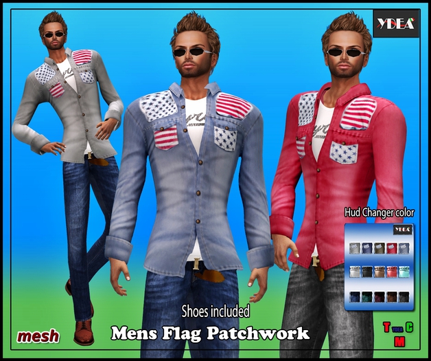 Second Life Marketplace Ydea Mens Flag Patchwork Outfit