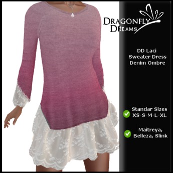 Second Life Marketplace - DD - Laci Sweater Dress - Raspberry Ombre