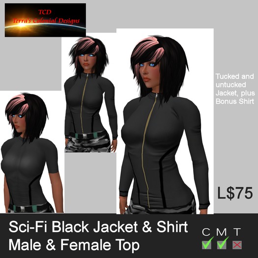 Second Life Marketplace Sci Fi Black Jacket And Shirt