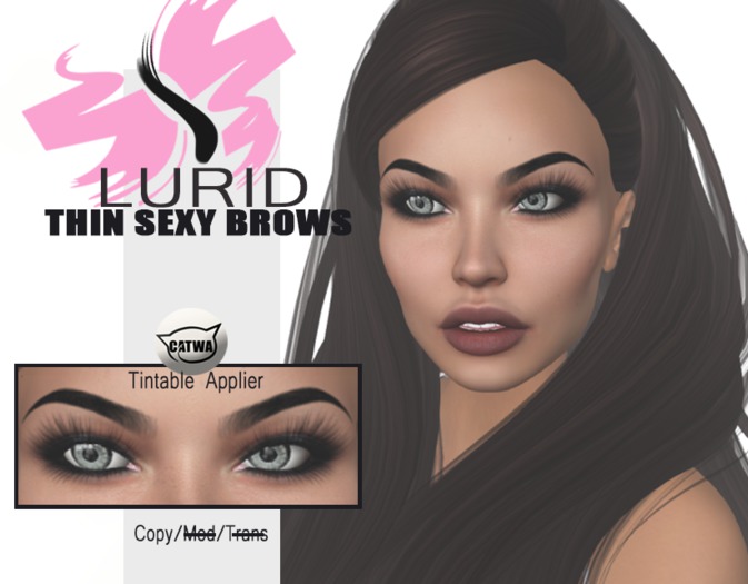 Second Life Marketplace Lurid Thin Sexy Brows Tintable Catwa Applier