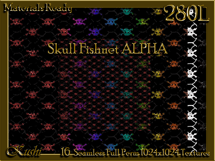 Second Life Marketplace - Skull Fishnet ALPHA Fabric Seamless Halloween ...