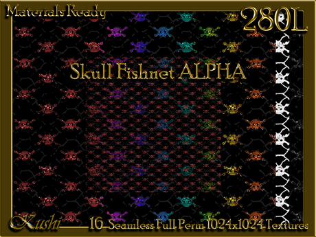 Second Life Marketplace - Skull Fishnet ALPHA Fabric Seamless Halloween ...