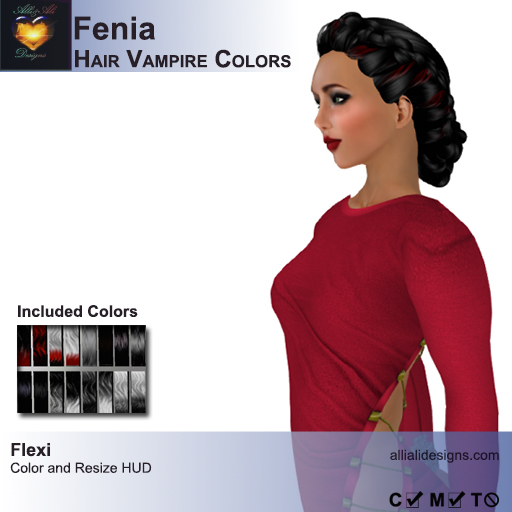 Second Life Marketplace - A&A Fenia Hair Vampire Colors Pack. Elegant ...