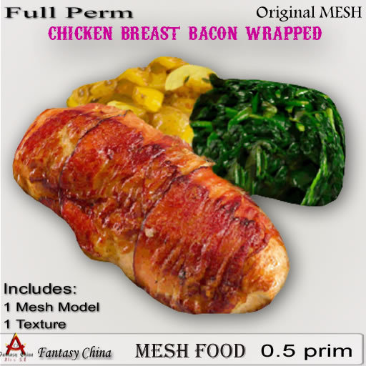 Second Life Marketplace - Full Perm chicken breast bacon wrapped