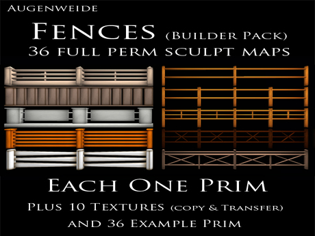 Second Life Marketplace - Augenweide - Fences - 36 sculpted maps