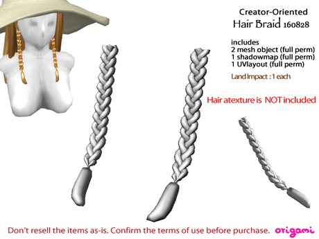Second Life Marketplace - DEMO origami~* Hair Braid 160828