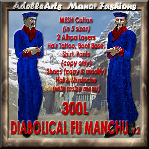 Second Life Marketplace - AdelleArts Diabolical Fu Manchu v.2