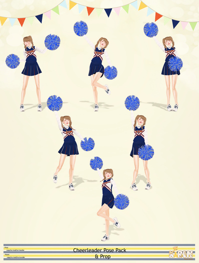 Second Life Marketplace - Kirin - Cheerleader Pose Pack / Red Pompon