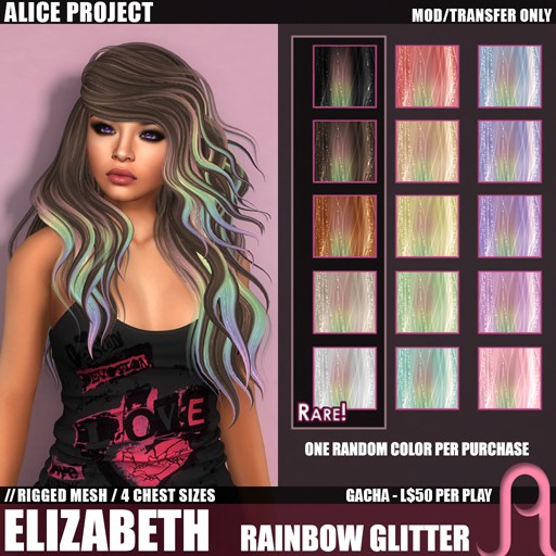 Second Life Marketplace - Alice Project - Elizabeth - Glitter/Rainbow ...