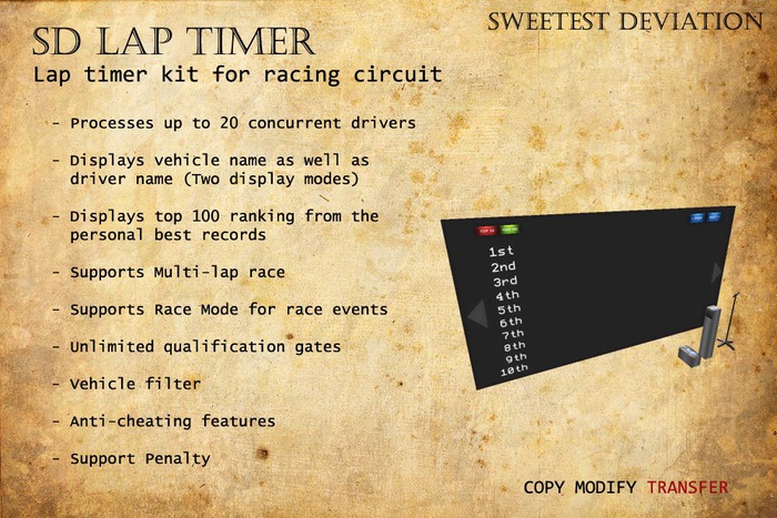 Second Life Marketplace - SD Lap Timer Kit