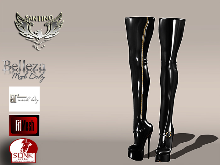 Second Life Marketplace - Santino Design-Latex Boot-Black