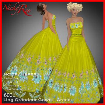 Second Life Marketplace - Nicky Ree Gowns - Ling Grandeur Gown - Green