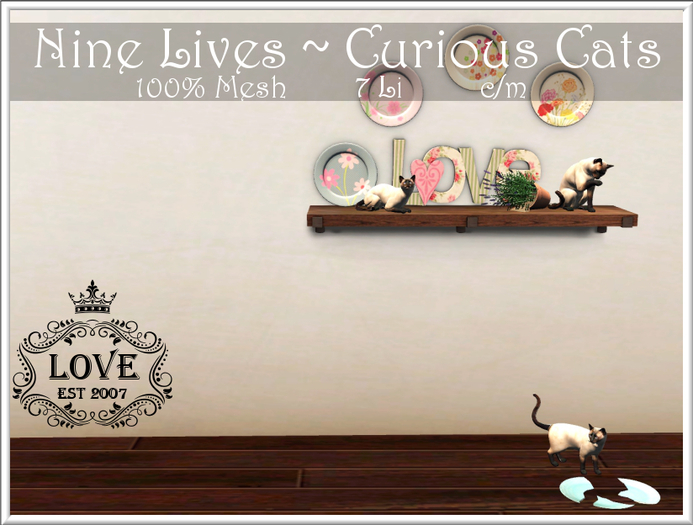 Second Life Marketplace - LOVE - NINE LIVES - NAUGHTY CATS SERIES - PLATES